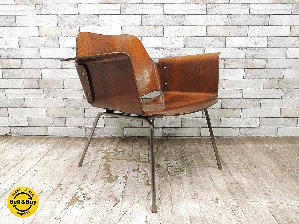 天童木工 TENDO プライチェア 乾三郎 デザイン 1960年代 ビンテージ チークプライウッド 金属ロゴプレート 希少プロダクト B – TOKYO RECYCLE imption