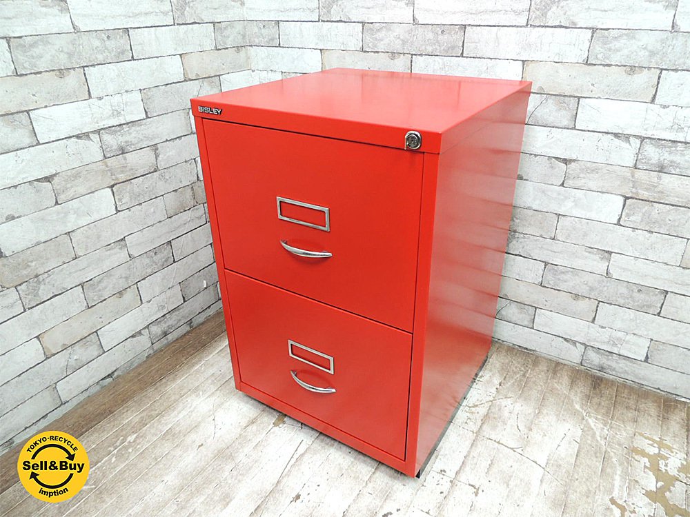 ビスレー BISLEY ベーシック BASIC Fシリーズ 2F ファイリング デスクキャビネット レッド 赤 英国製 | 中古家具を探すならTOKYO RECYCLE imption