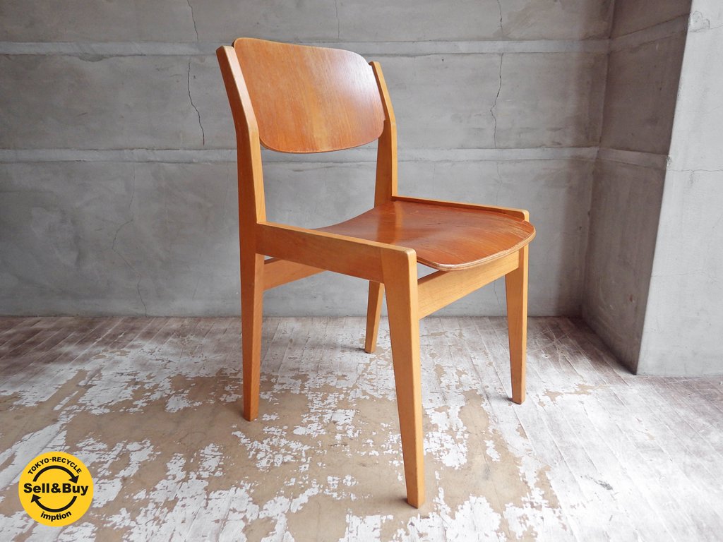 天童木工 TENDO ビンテージ ブックチェア 図書館椅子 ダイニングチェア チーク材 水之江忠臣 B♪ – TOKYO RECYCLE imption