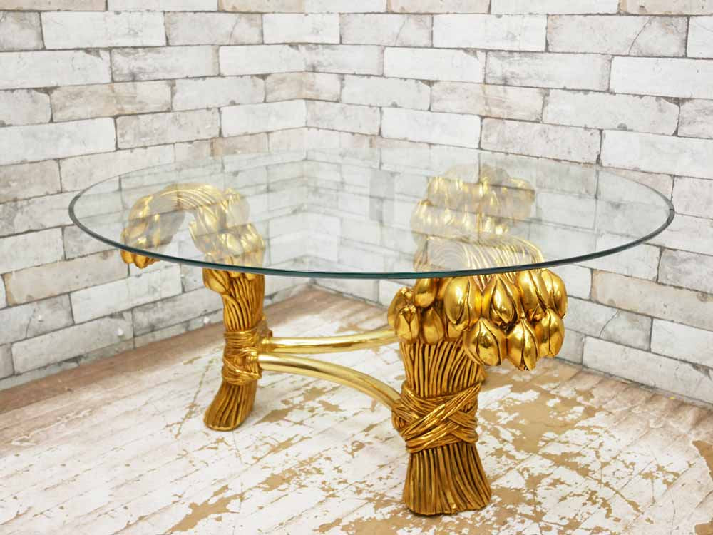 ヨーロピアンクラシカル ガラス ローテーブル ゴールドフレームレッグ 3本脚 B – TOKYO RECYCLE imption