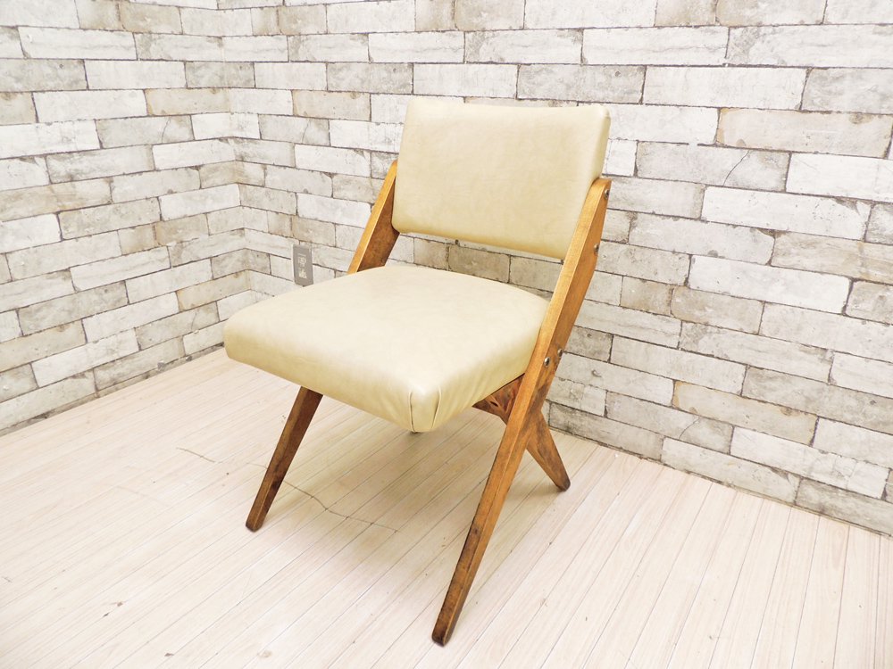 コンプレックス COMPLEX スパイチェア SPY CHAIR ダイニングチェア メープル材 PVCレザー ホワイトベージュ | 中古家具を探すならTOKYO RECYCLE imption