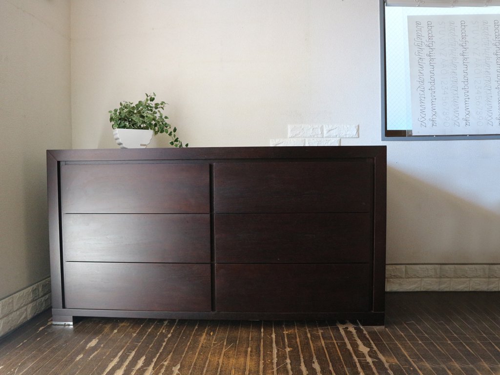 クラスティーナ インターファニチャー Crastina INTER FURNITURE ソリダス SOLIDUS 木製ワイドチェスト ダーク | 中古家具を探すならTOKYO RECYCLE ...