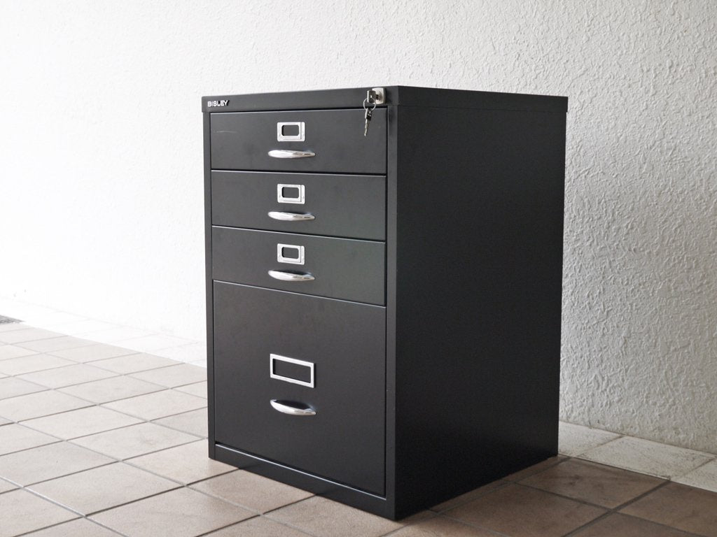 ビスレー BISLEY ベーシック BASIC Fシリーズ 1F3 ファイリングキャビネット ブラック 抽斗4杯 鍵付き ベース欠品 オフィ | 中古家具を探すならTOKYO RECYCLE ...