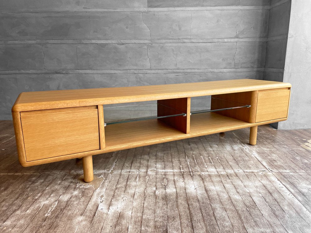 ナチュラルスタイル AVボード テレビボード ローボード オーク材 W180cm 開き戸 ガラス棚板 ♪ | 中古家具を探すならTOKYO RECYCLE imption