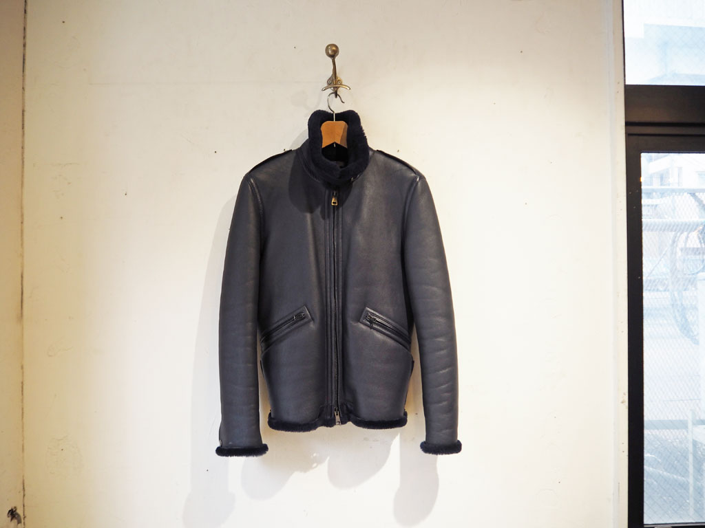 エーケーエム AKM B-6 フライトジャケット ラムレザー ムートン Mサイズ ネイビー NAVY 橋本 淳 WJK 日本製 定価30万円 ...