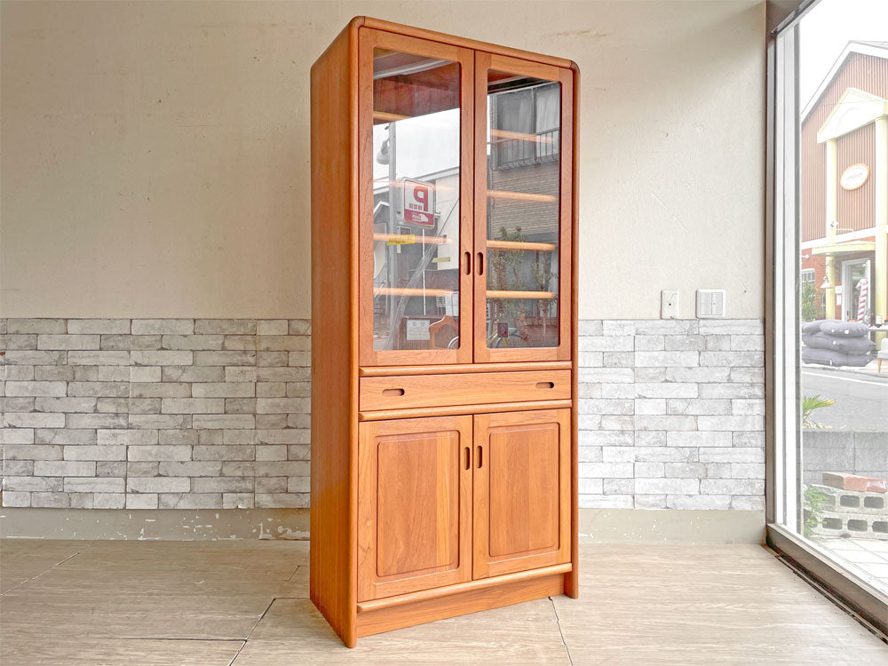 ストーファ モブラー Stofa Møbler カップボード 食器棚 W81 チーク無垢材 ガラス扉 デンマーク 北欧家具 中古品 買い取り ...