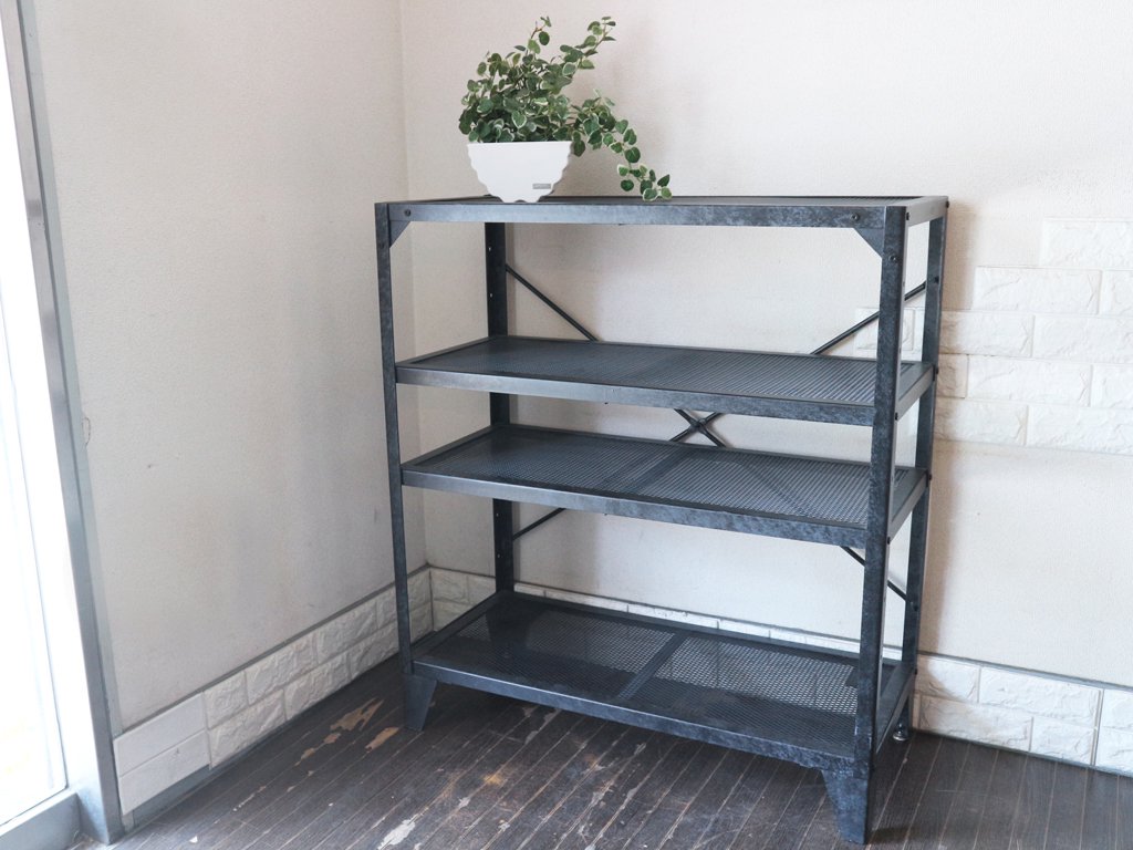 ビメイクス BIMAKES アイアンメッシュシェルフ IRON MESH SHELF 4段 ビンテージテイスト 工業系 | 中古家具を探すなら ...