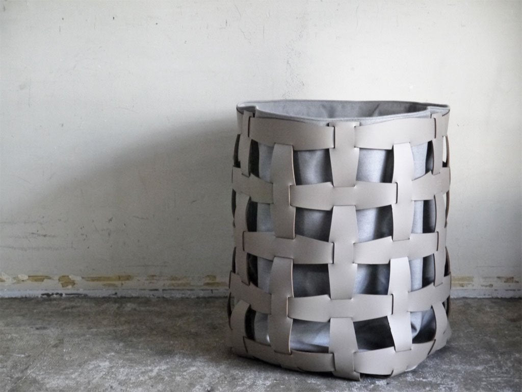 ピネッティ Pinetti フック HOOK バスケット Φ48 H52 レザー×ファブリック グレー イタリア | 中古家具を探すなら ...