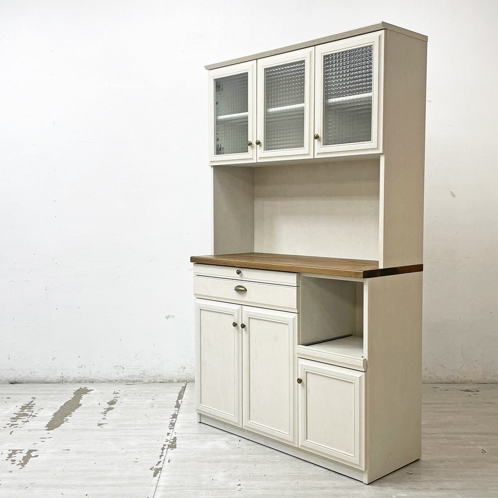 ビーカンパニー B-COMPANY クリチコ CRICHICO キッチンボード 食器棚 カップボード キャビネット パイン材 ホワイトペイン ...