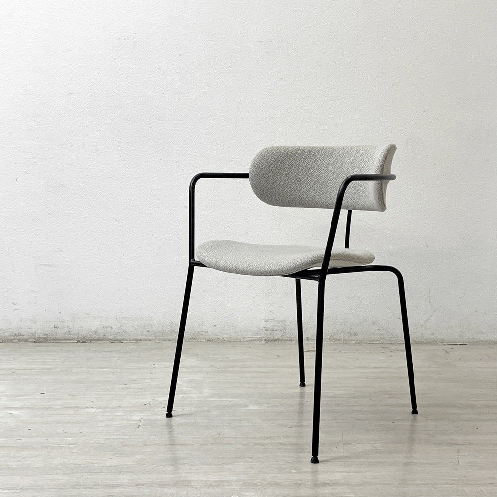 ワークプラス Work Plus ホアカチェア HOAKA CHAIR アームチェア スタッキング スチールフレーム ファブリック グレー ...